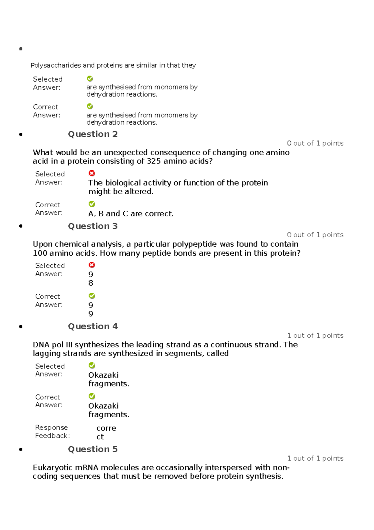 Sample/practice exam, questions and answers - Polysaccharides and ...