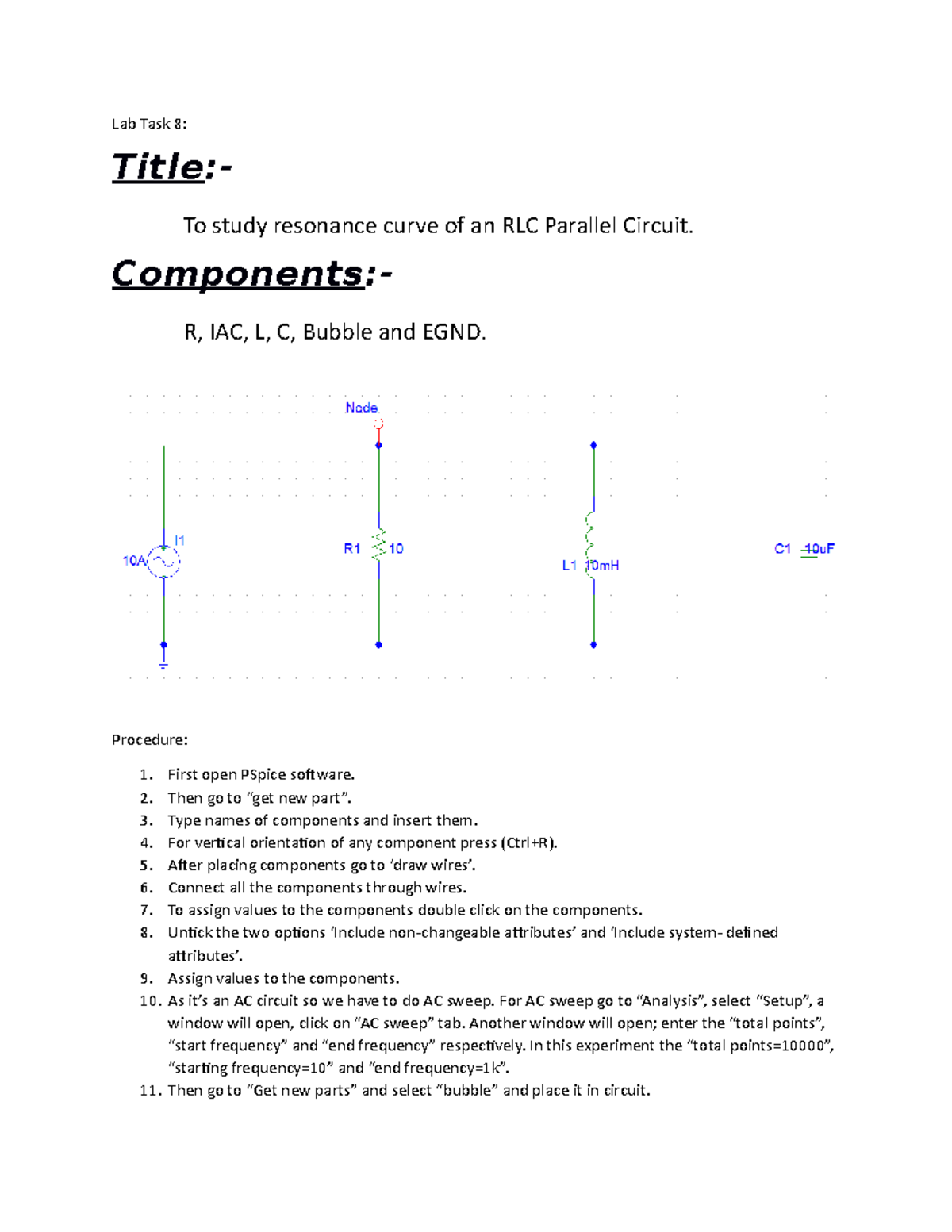 To study resonance curve of an RLC Parallel Circuit - Components :R ...