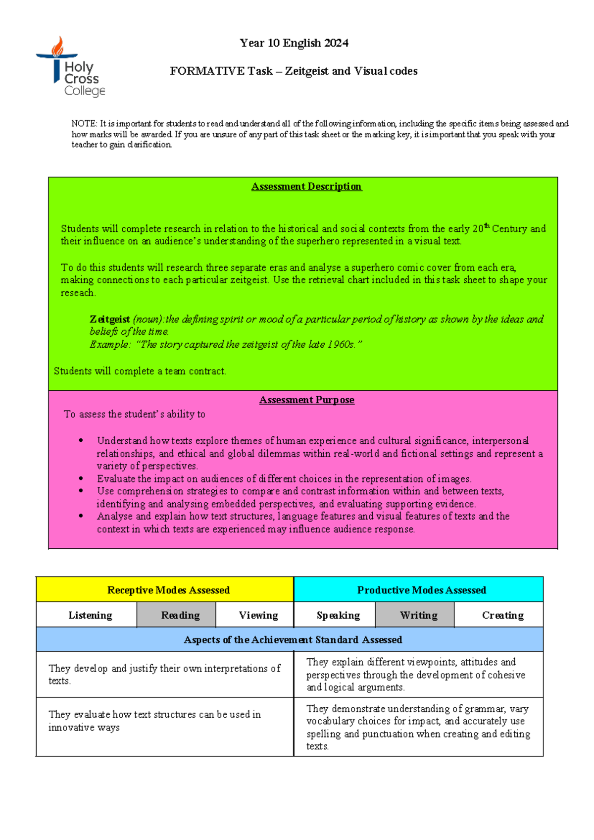 10 English Foramative Task 1 2024 - Year 10 English 2024 FORMATIVE Task ...