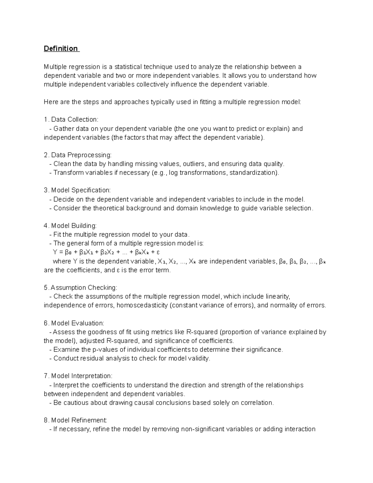 Forward stepwise approach - Definition Multiple regression is a ...