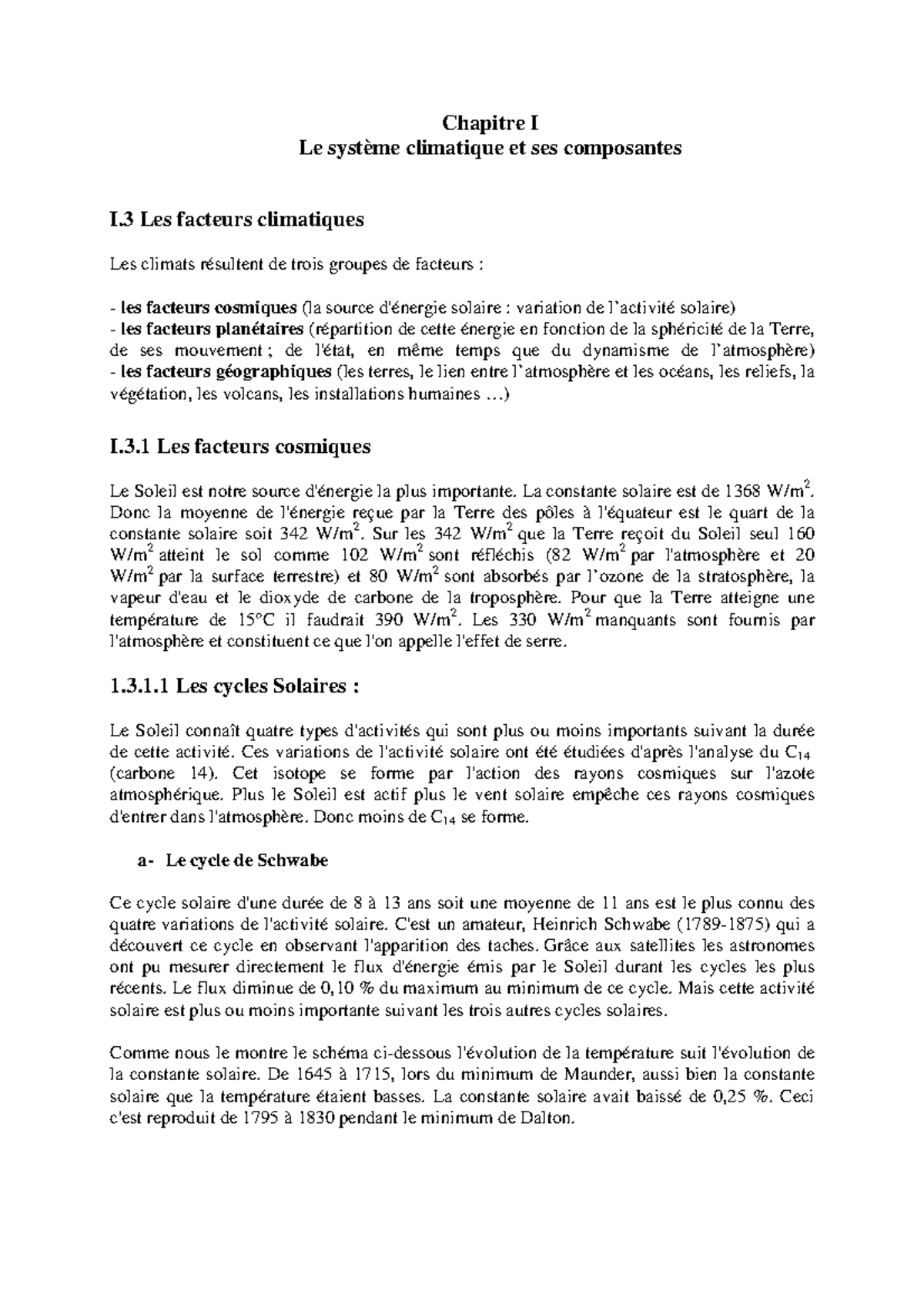 Cours 1 3 - Chapitre I Le système climatique et ses composantes I Les ...