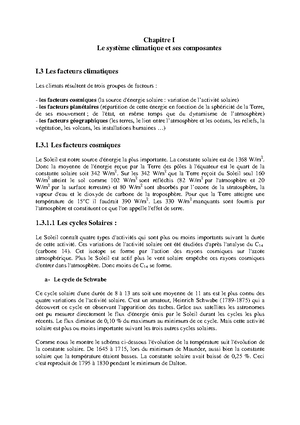 Cours 1 1 - Chapitre I Le système climatique et ses composantes I ...