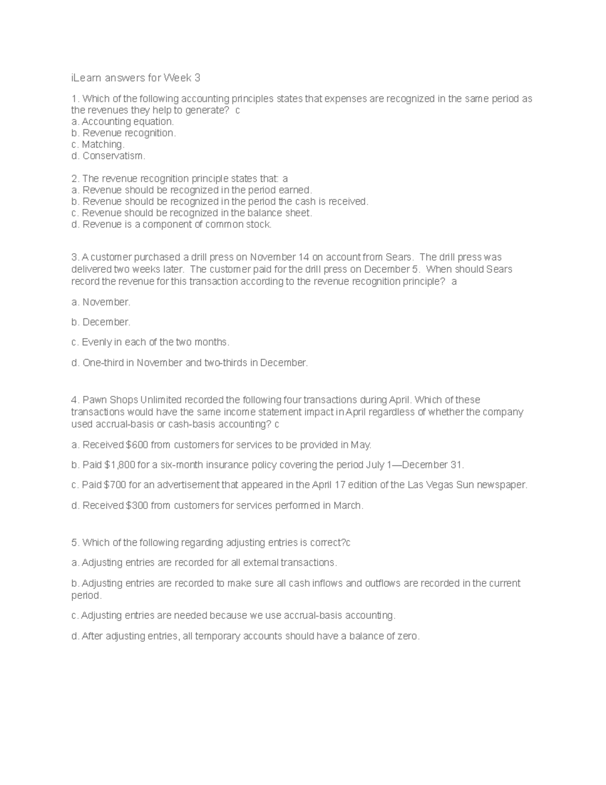 I Learn answers for Week 3 - iLearn answers for Week 3 Which of the ...