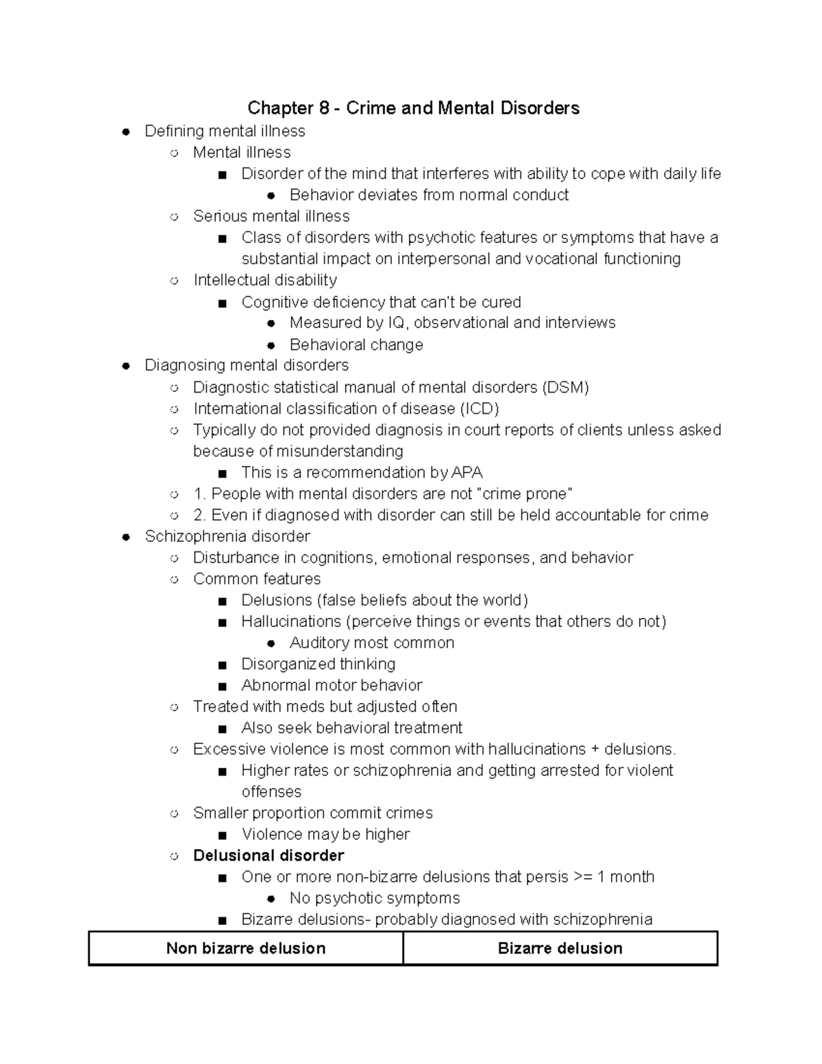 Chapter 8 - Crime and Mental Disorders Lecture Notes - Chapter 8 ...