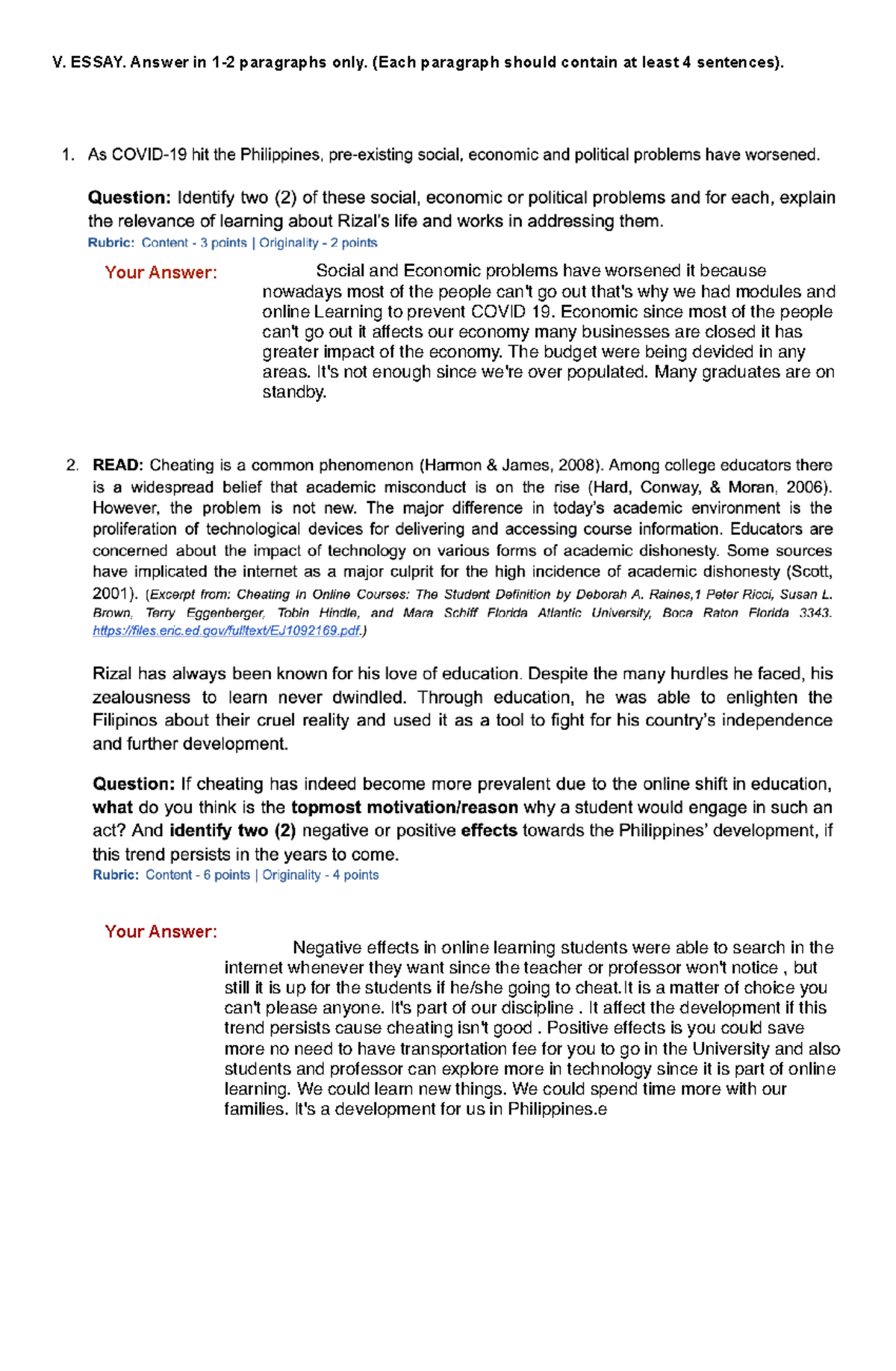Dahley Shain Tacandong - PART 2 - Essay ( Preliminary EXAM) copy - BS ...