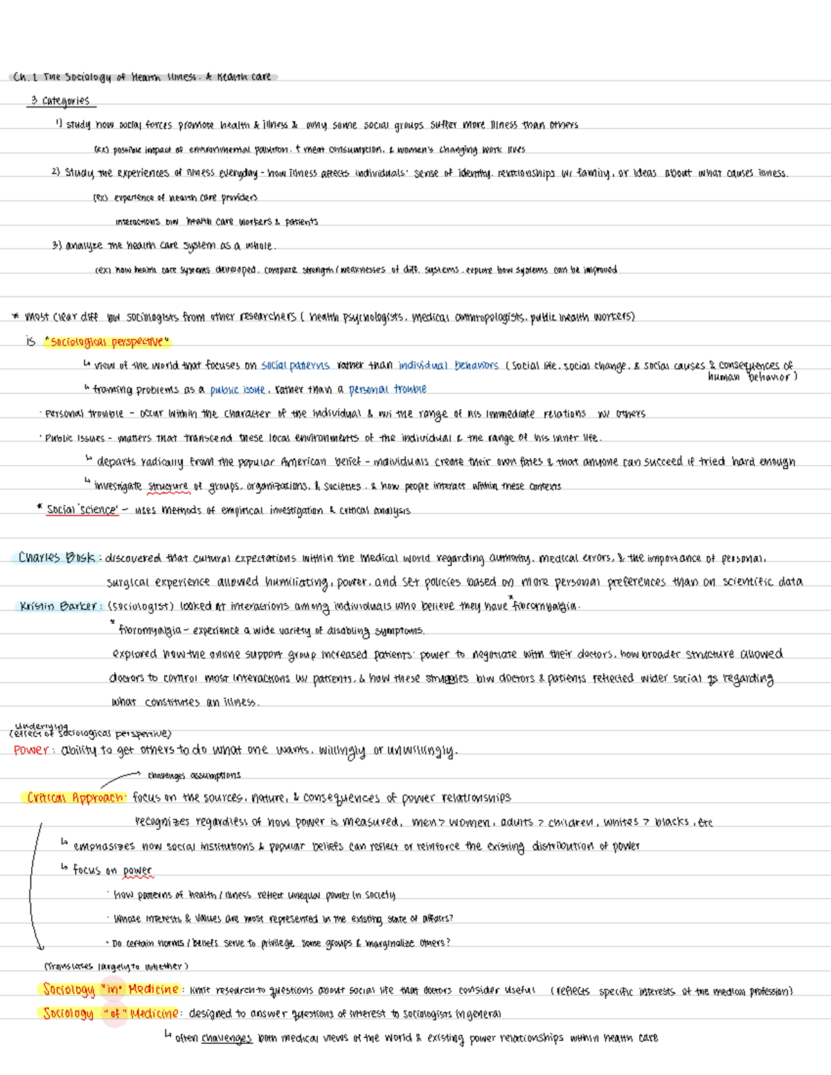 SOC 0477 notes for exam 1 - Ch. 1 The sociology of Health. Illness ...