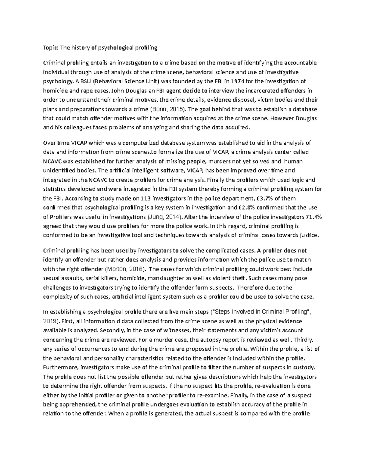 The history of psychological profiling - Topic: The history of ...