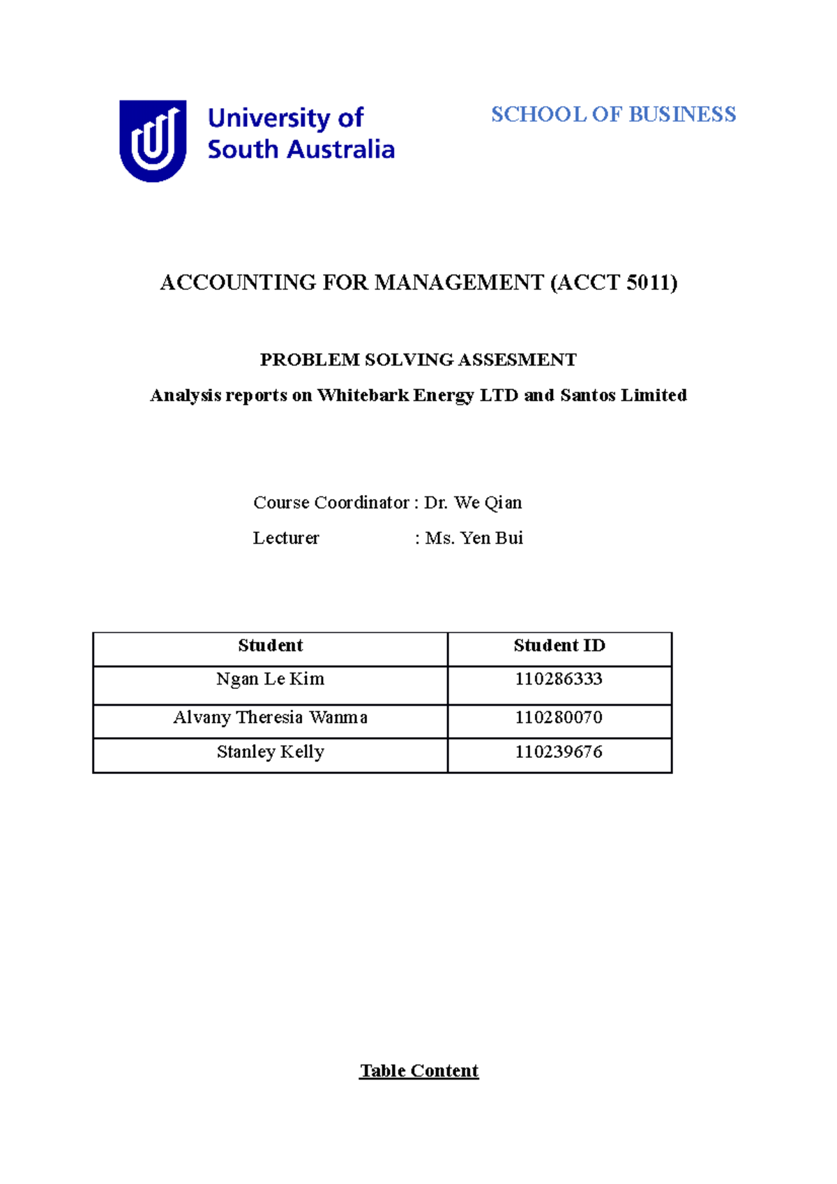 Final draft Accounting for Management - SCHOOL OF BUSINESS ACCOUNTING ...