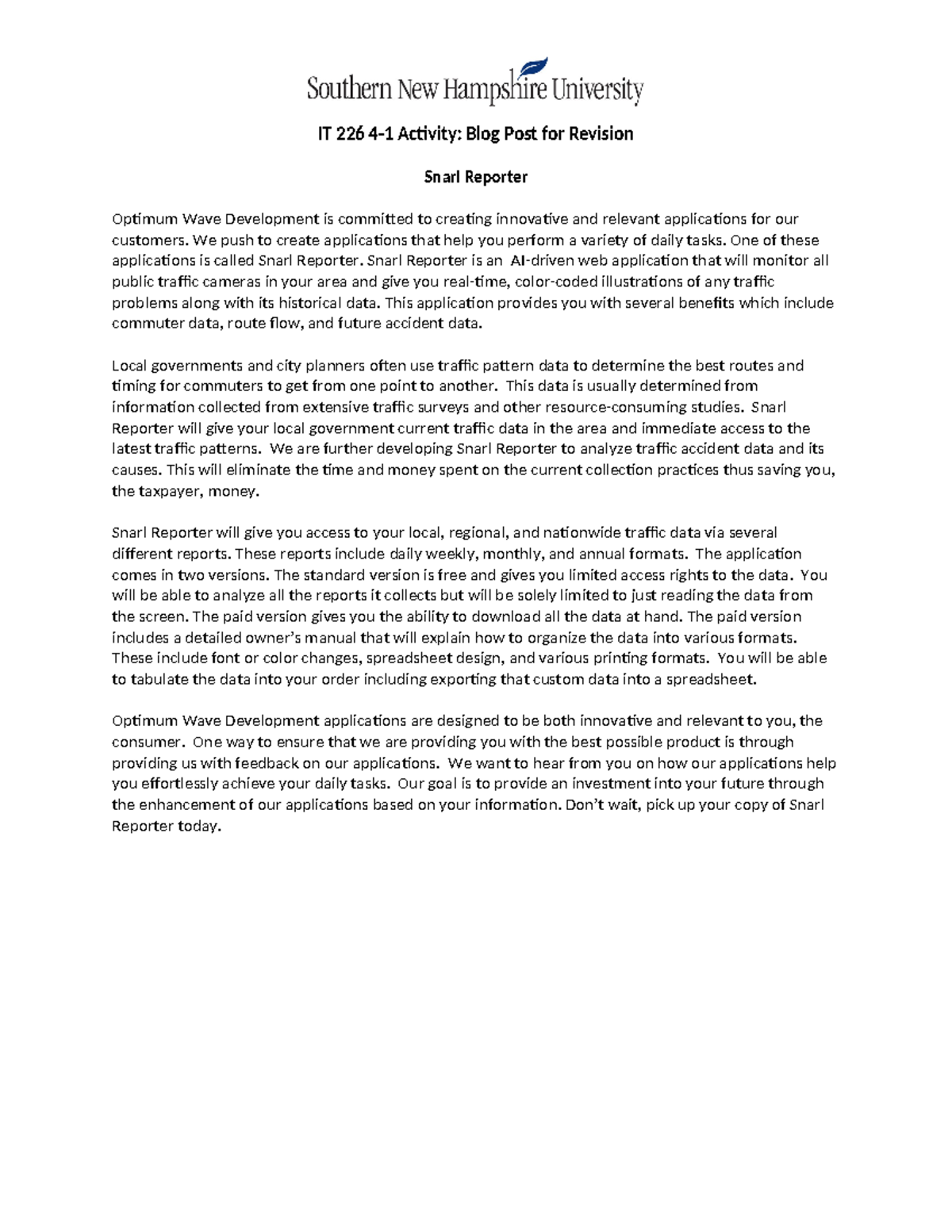 BLOG Revision-ILES - This is A work - IT 226 4-1 Activity: Blog Post ...