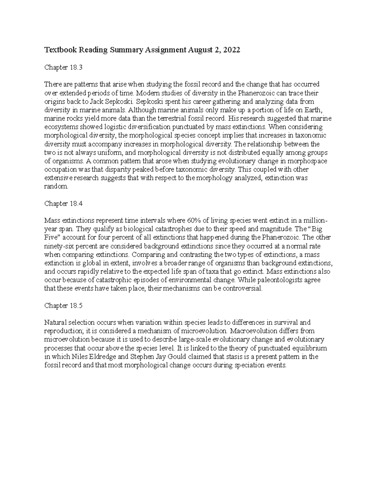 Textbook Summary Assignment - Textbook Reading Summary Assignment ...