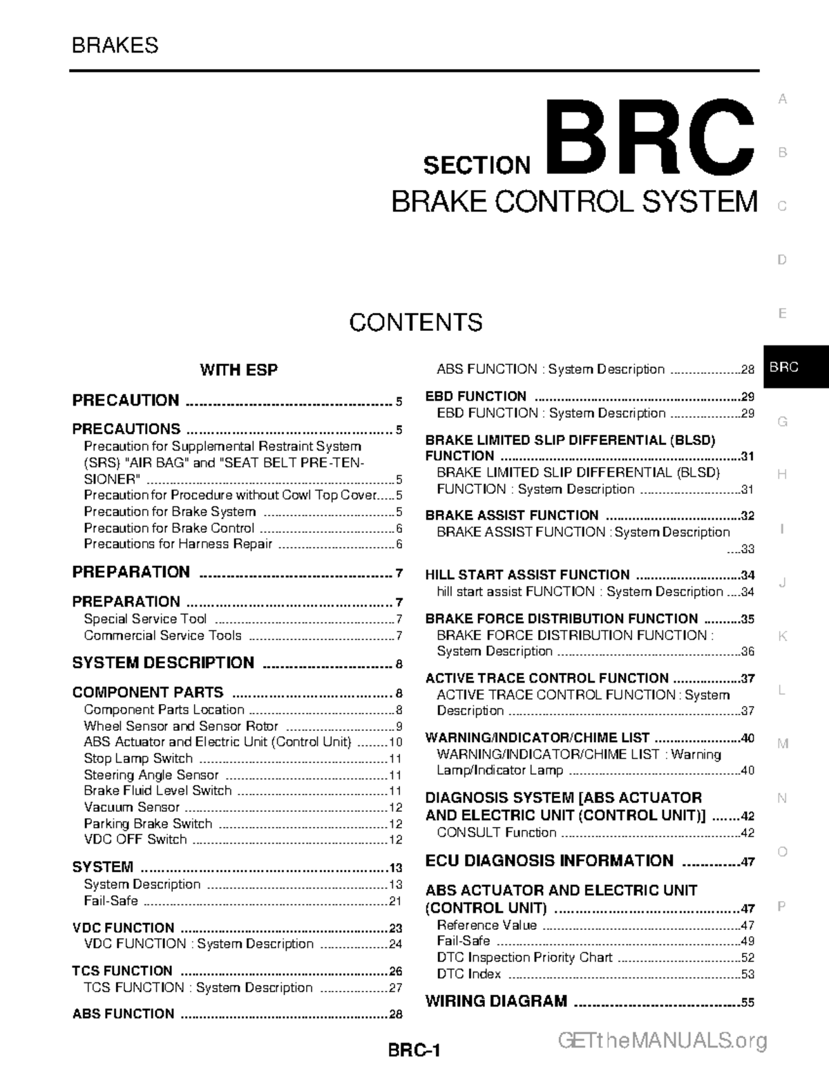 BRC - Brake Control System - BRAKES C D E G H I J K L M SECTION BRC A B ...