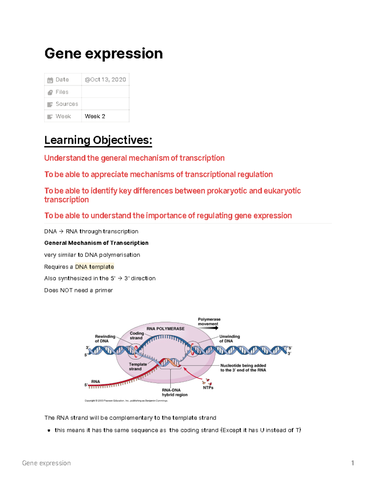Gene expression - Lecture notes 4 - Gene expression Date Files Sources ...