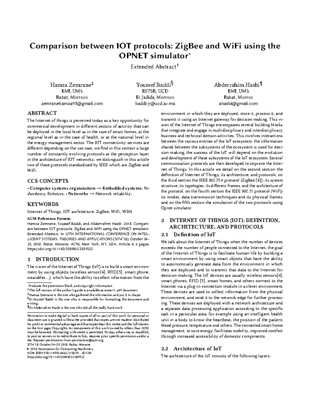 10 - Artículos cientificos - Comparison between IOT protocols: ZigBee and WiFi using the OPNET ...