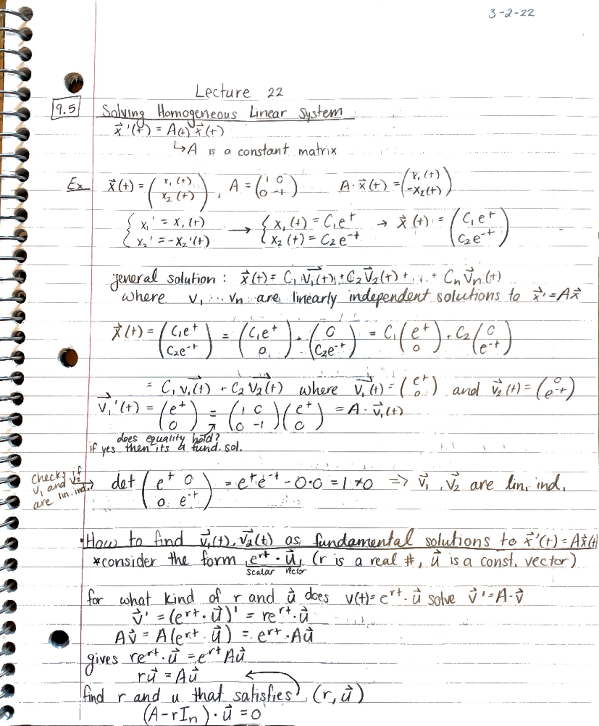 Solving homogeneous linear systems - MATH 20D - Studocu
