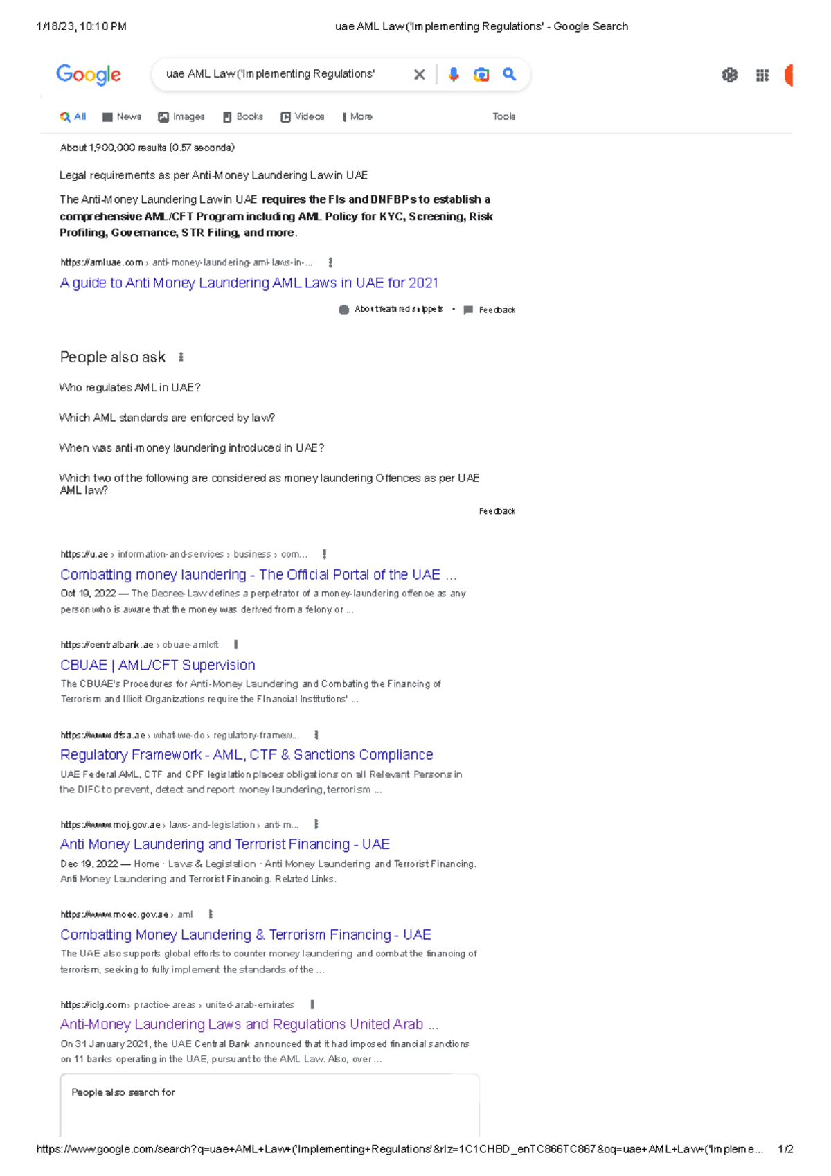 Uae AML Law (‘Implementing Regulations’ - Google Search - 1/18/23, 10 ...
