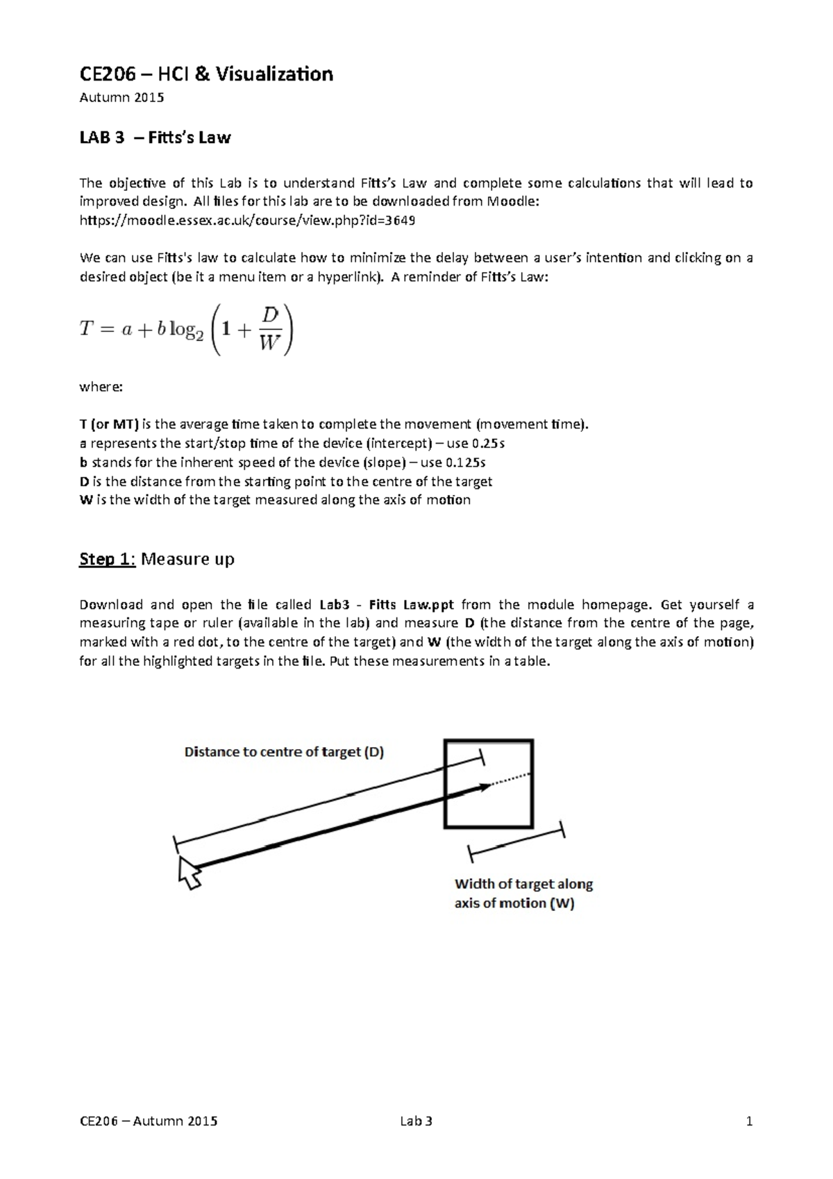 CE206 Lab3 - Fitts Law - CE206 – HCI &amp; Visualization Autumn 2015 ...