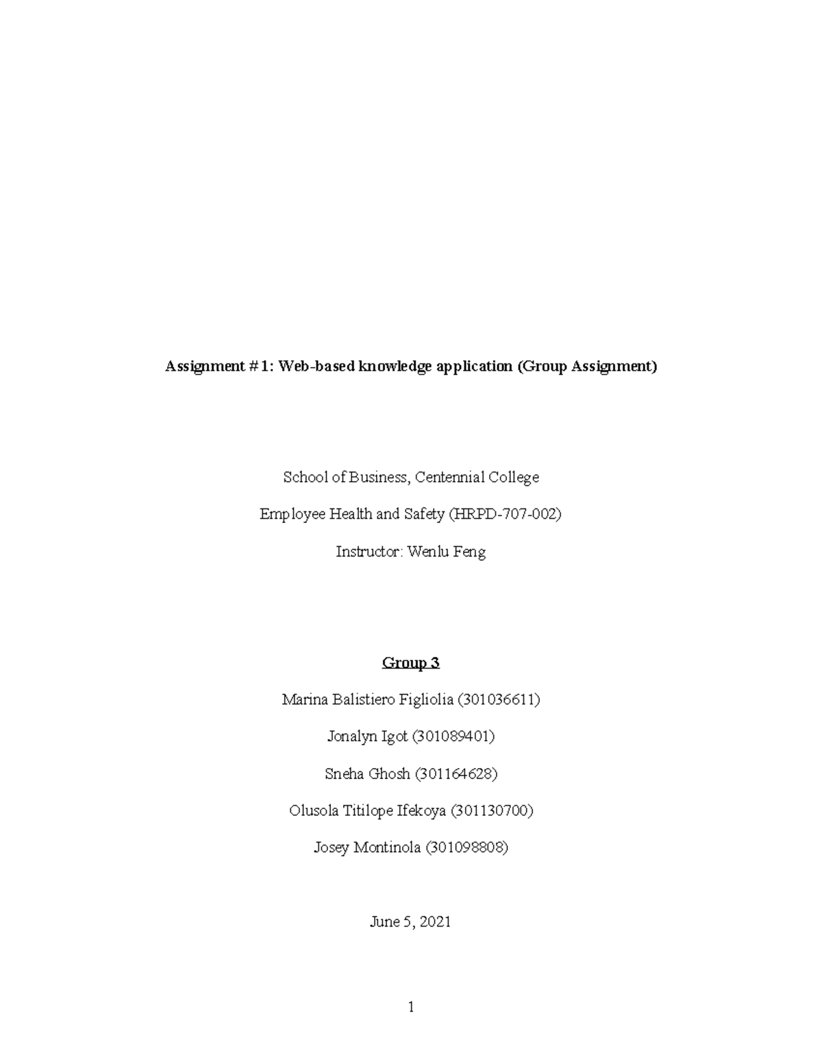 Assignment 1 2021M 203 - notes - Assignment # 1: Web-based knowledge ...