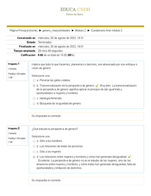 Examen Final Modulo 4 CURSO GENERO MASCULINIDADES CNDH - EDUCA CNDH Cursos en línea Página ...