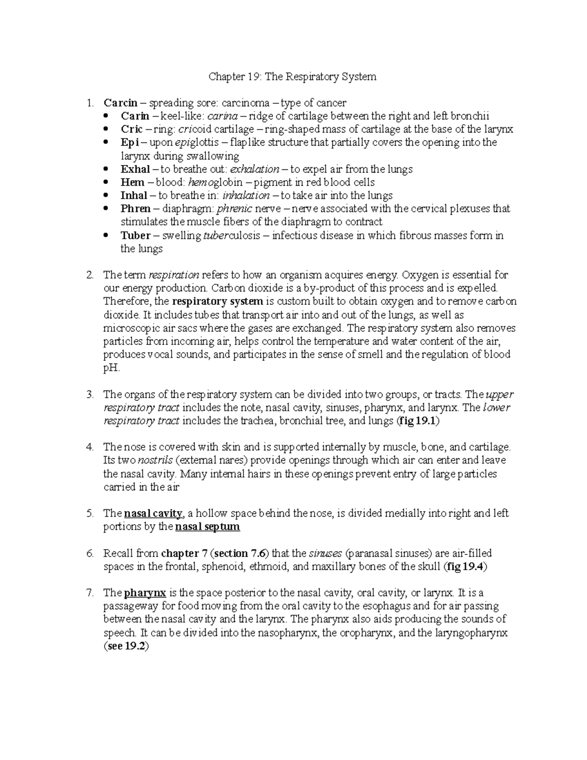 Chapter 19 The Respiratory System APHY 102 - Chapter 19: The ...