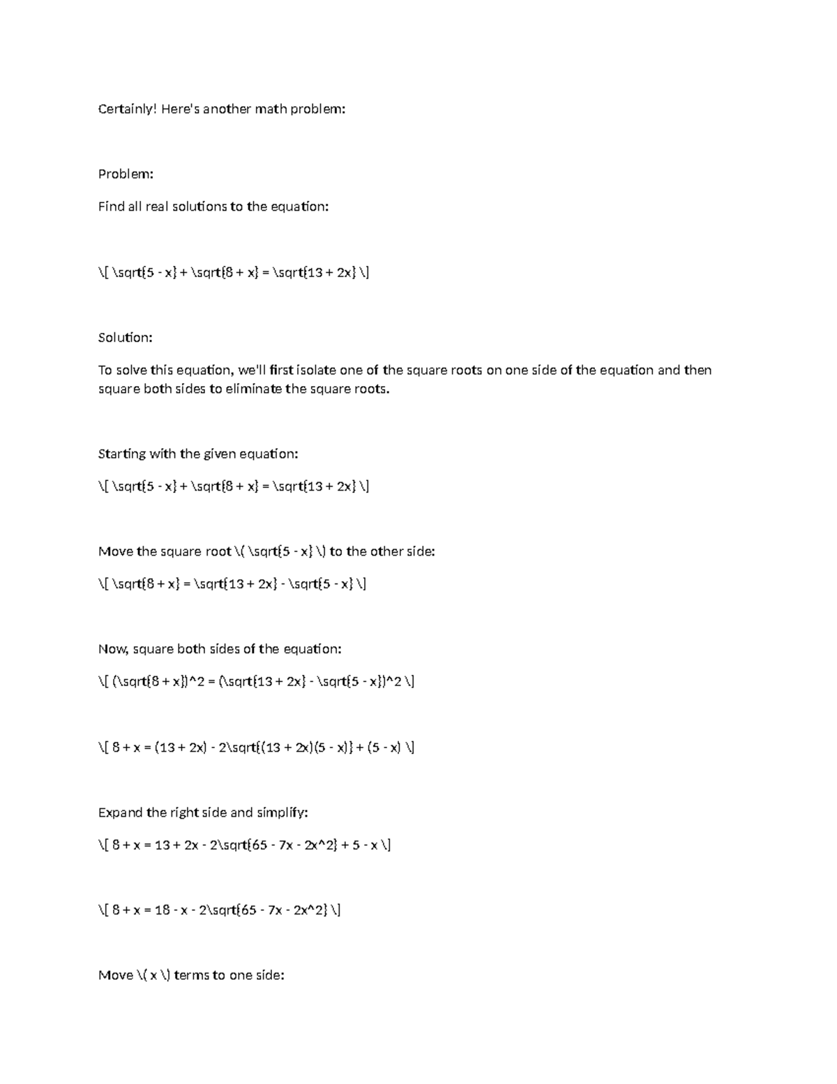Homework 59 - Statistical inference - Certainly! Here's another math problem: Problem: Find all ...