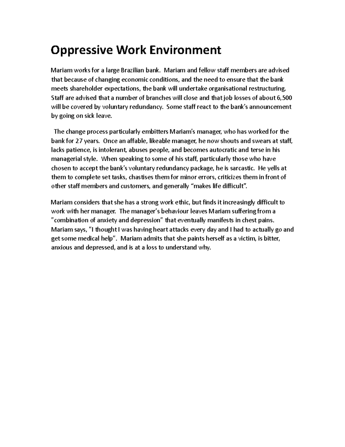 Oppresive Work Environment Cases Organizational Effectiveness ...