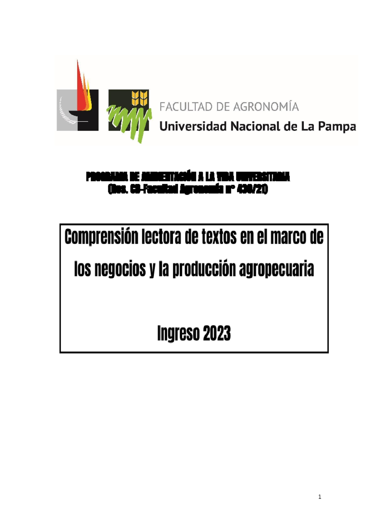 Cuadernillo Comprensi Ã³n lectora Ingreso 2023 - PROGRAMA DE ...