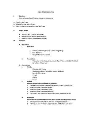 Multimeter - junior hgh - Semi-detailed lesson Plan Electrical ...