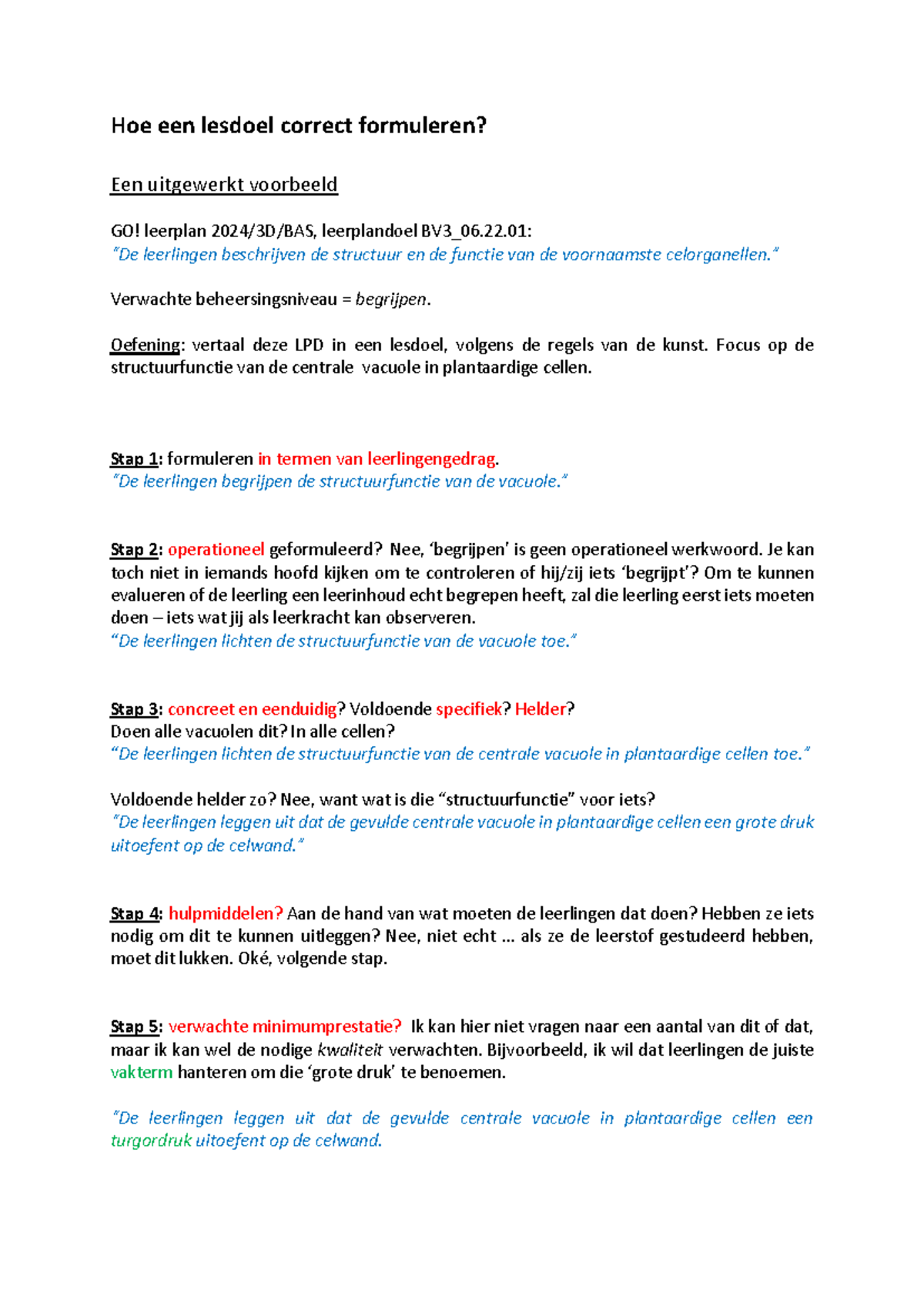 Lesdoelen formuleren uitgewerkt voorbeeld - Hoe een lesdoel correct ...