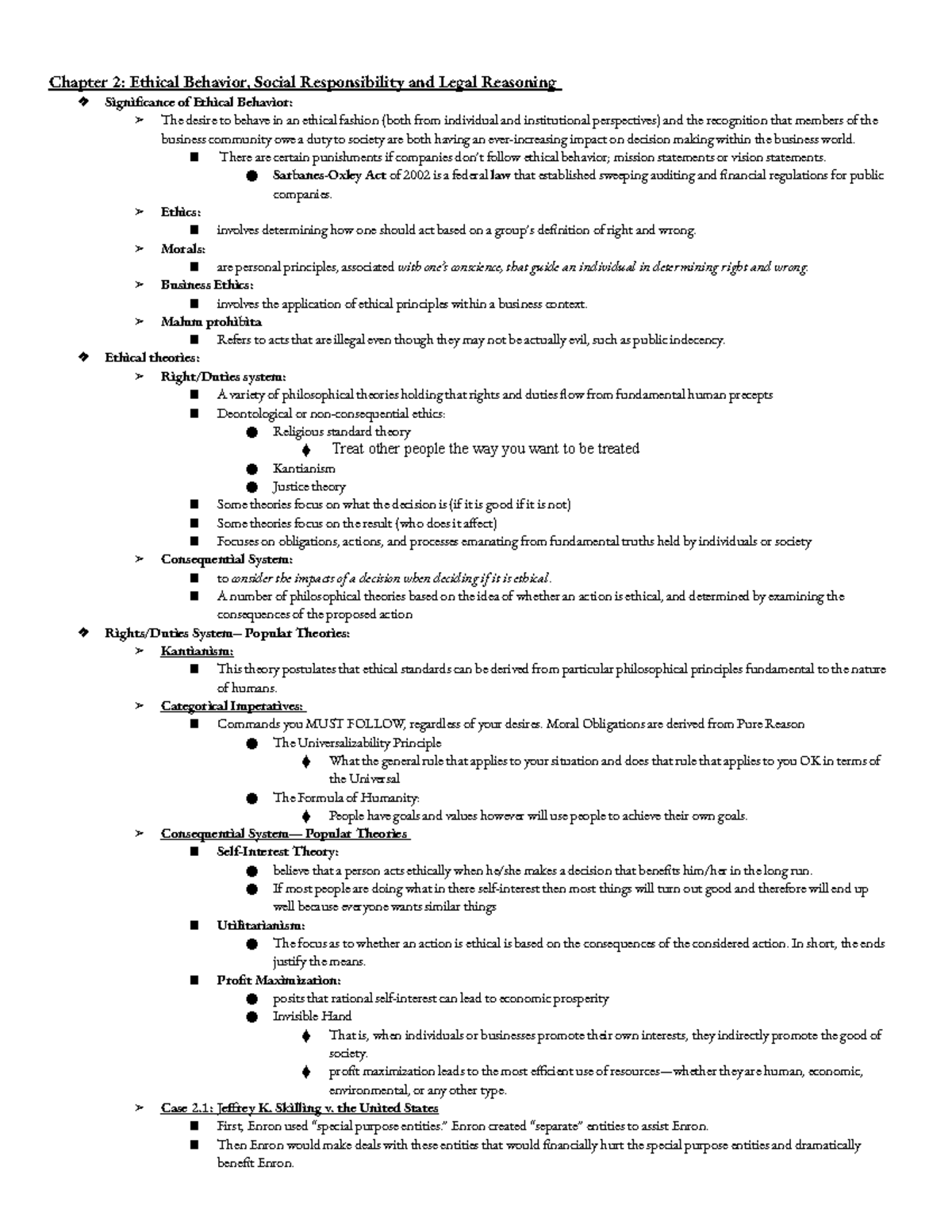 Chapter 2 - Chapter 2: Ethical Behavior, Social Responsibility and ...