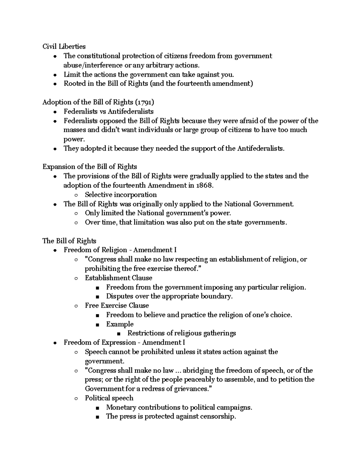 Civil Liberties and Rights - Civil Liberties The constitutional ...