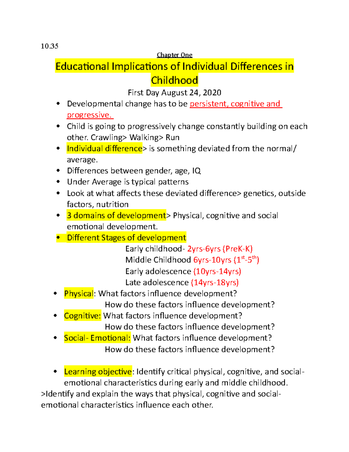 Education Implications Unit One - Chapter One Educational Implications ...