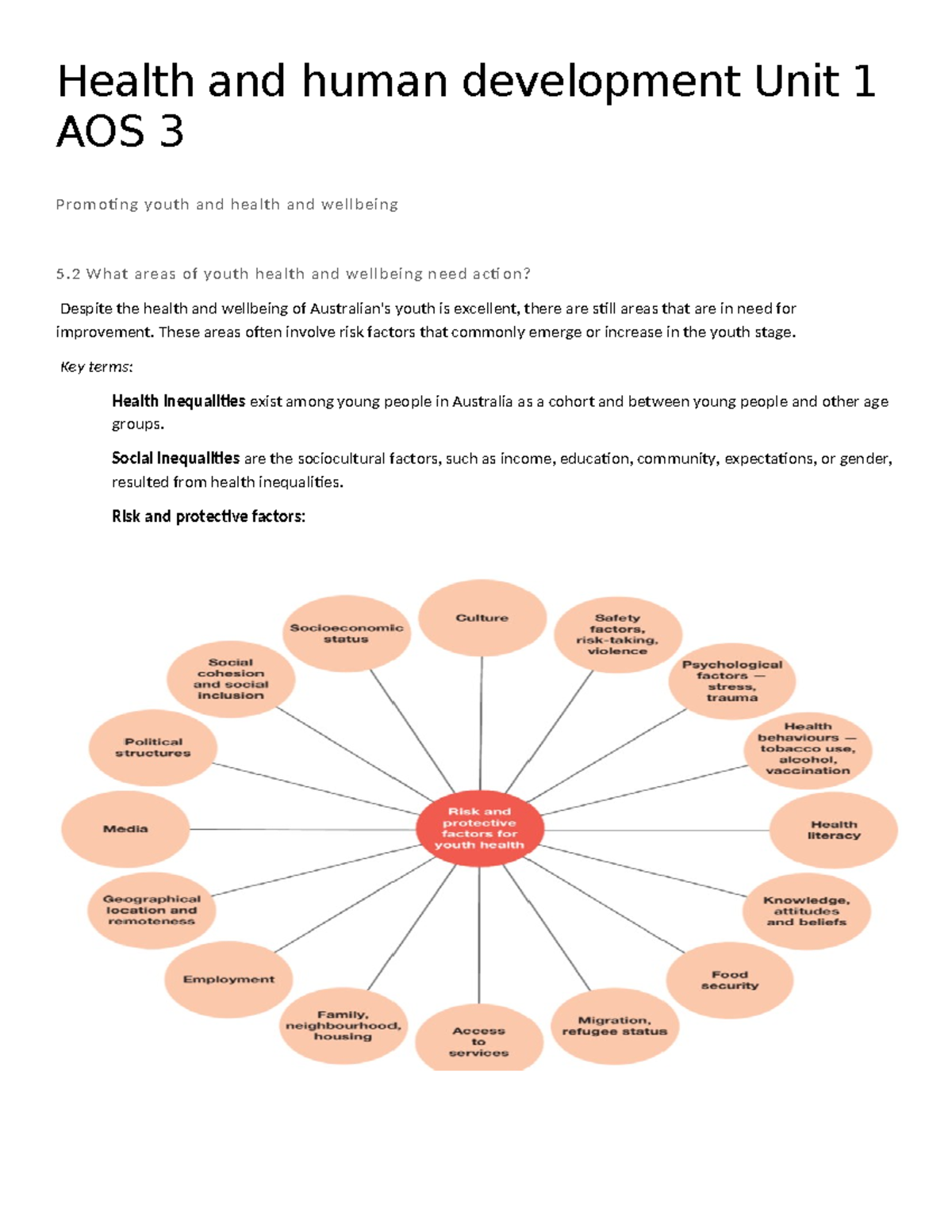 Study log - HHD unit 1 AOS 3 - Health and human development Unit 1 AOS ...