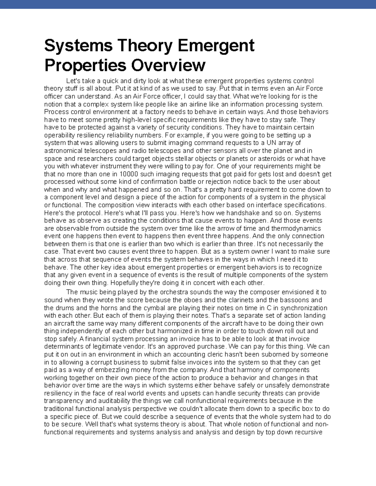 Systems Theory Emergent Properties Overview - Systems Theory Emergent ...