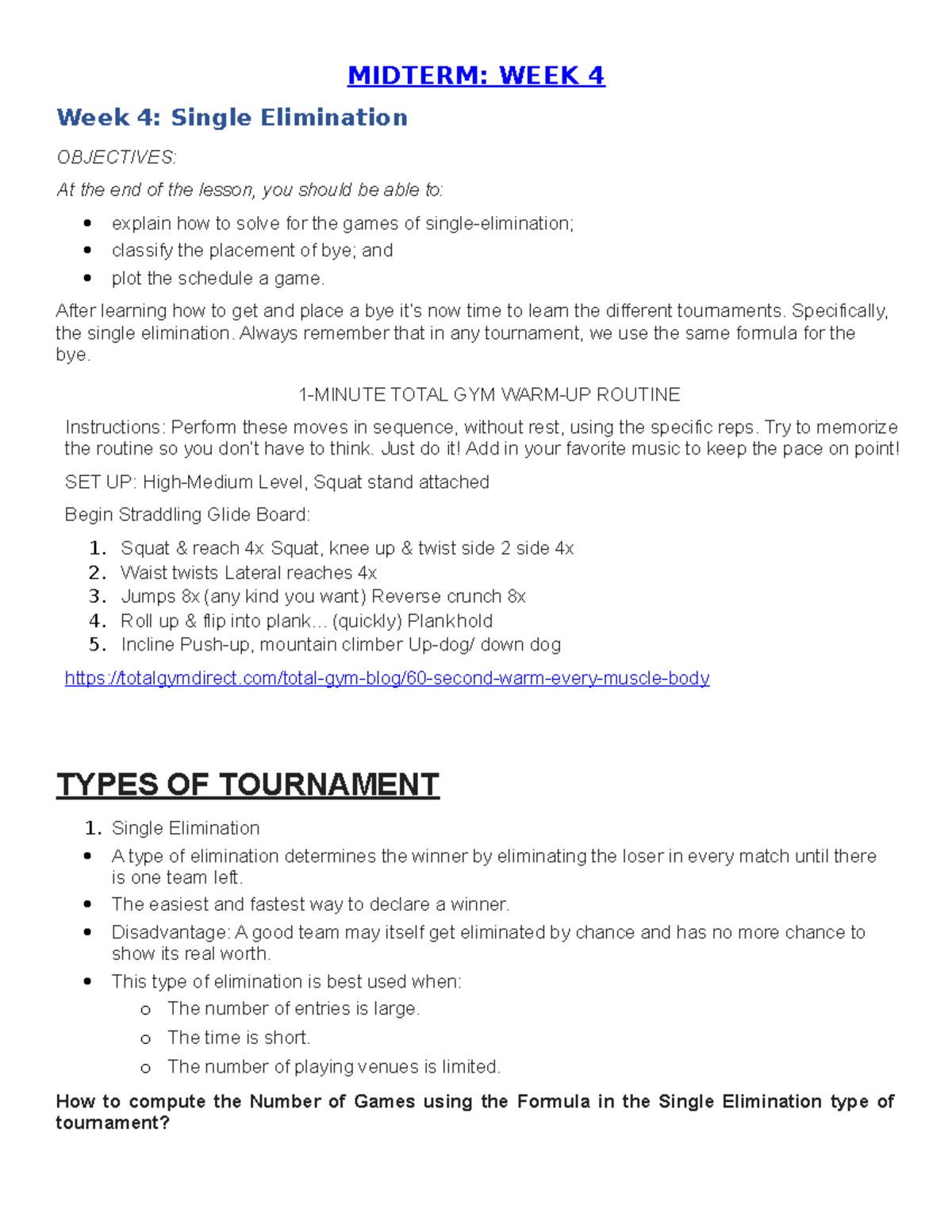 Midterm(WEEK4) - hi..hi..hi..hi.. - MIDTERM: WEEK 4 Week 4: Single ...