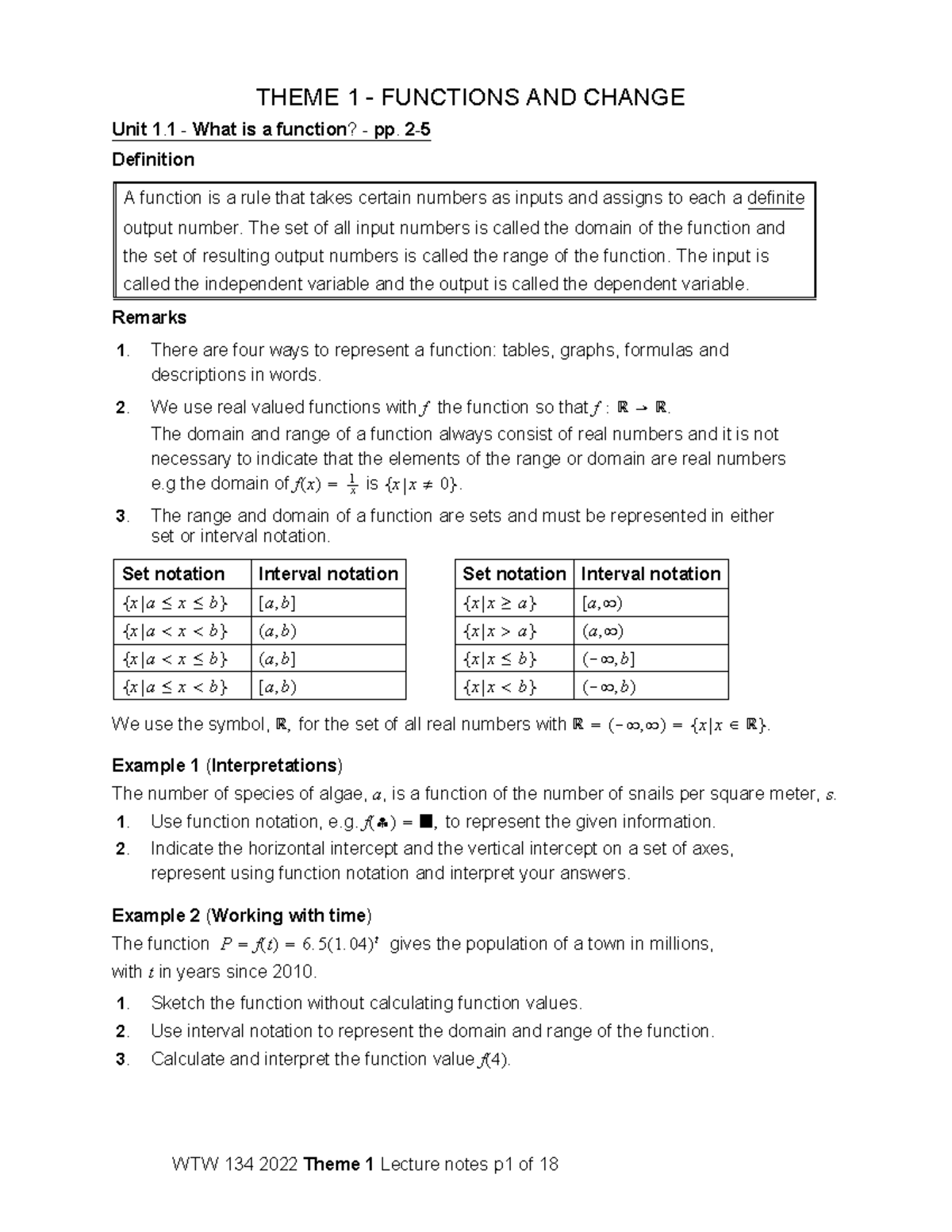 Theme 1 THEME 1 FUNCTIONS AND CHANGE Unit 1 1 What Is A Function