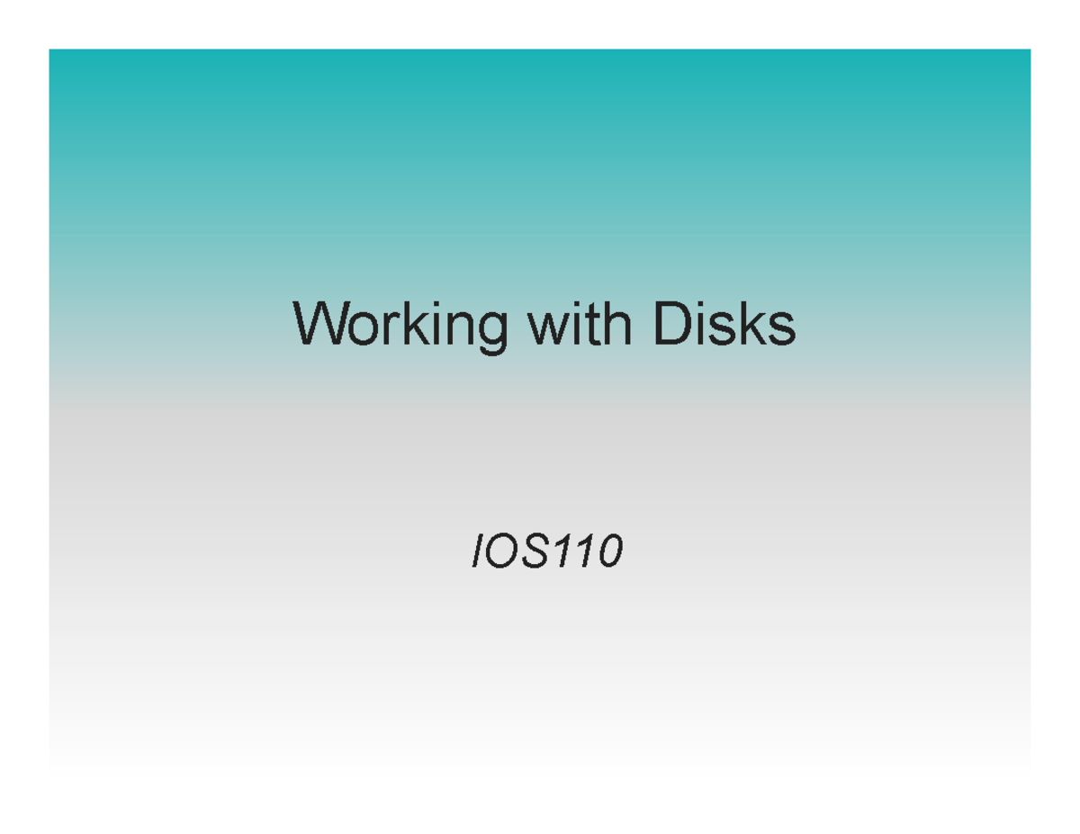 Working With Disks - Virtual Disk Spaces - Working with Disks IOS ...