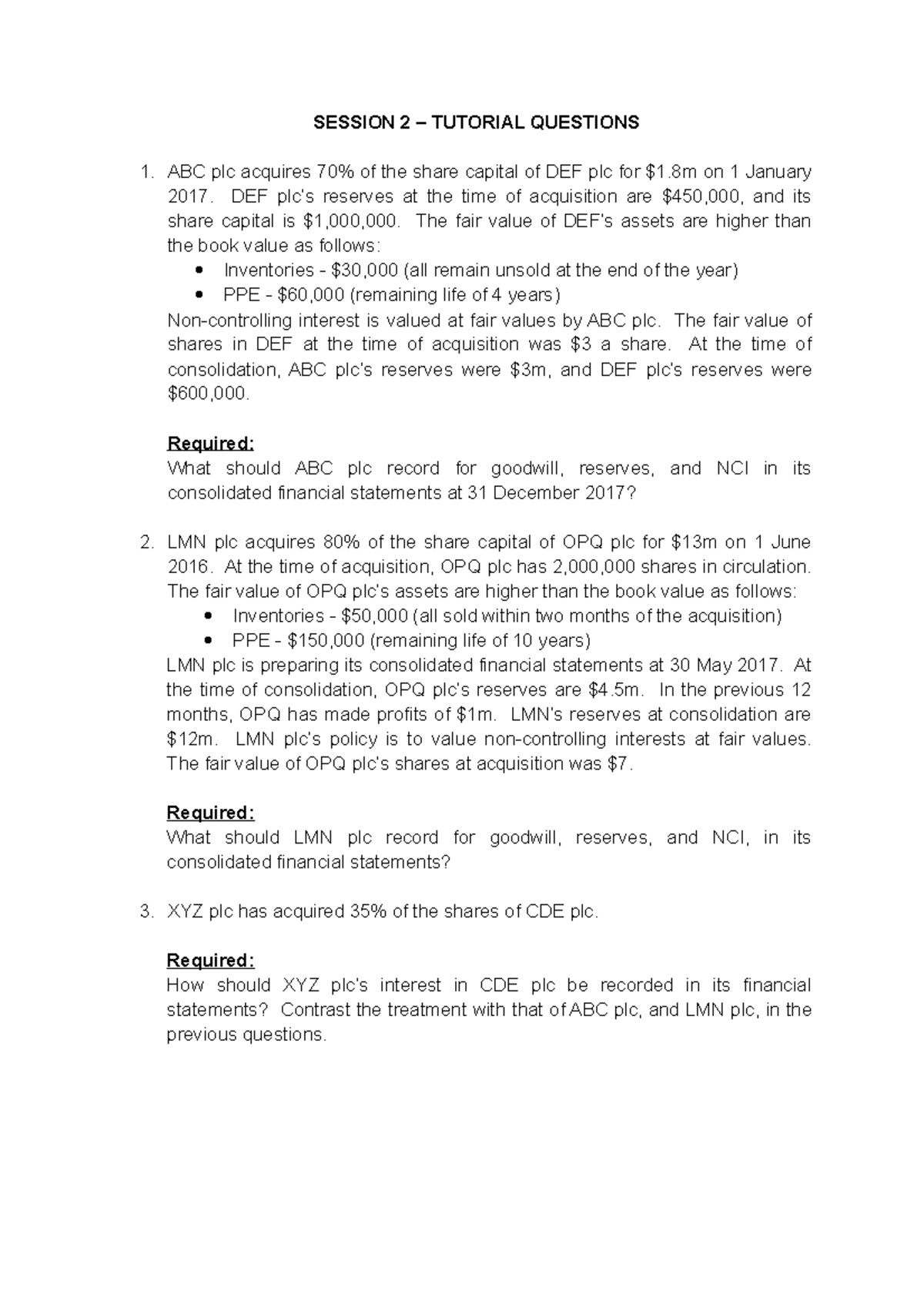 2.1 Session 2 tutorial - reserves and NCI questions - SESSION 2 ...
