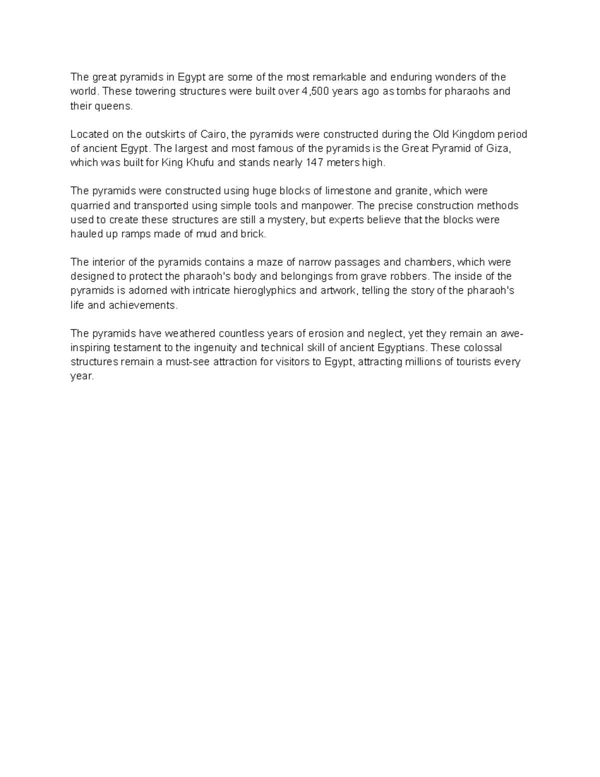 Egypts Great Pyramids - The great pyramids in Egypt are some of the ...