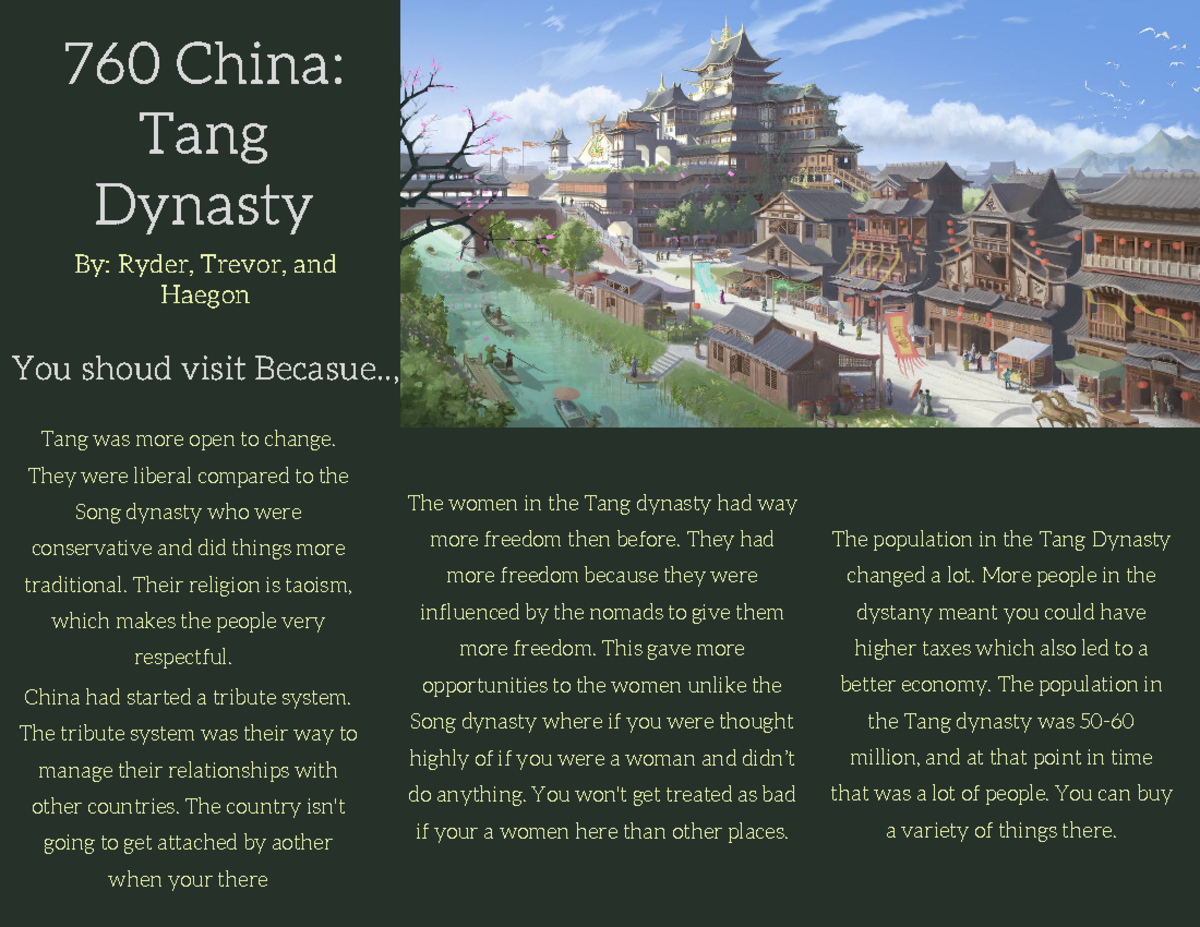 760 China Tang Dynasty - Lecture notes 1,3 7-8 - 760 China: Tang ...