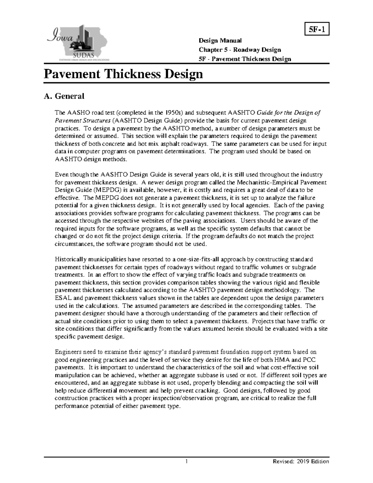 Aashto Pavement design - 5F- Design Manual Chapter 5 - Roadway Design ...