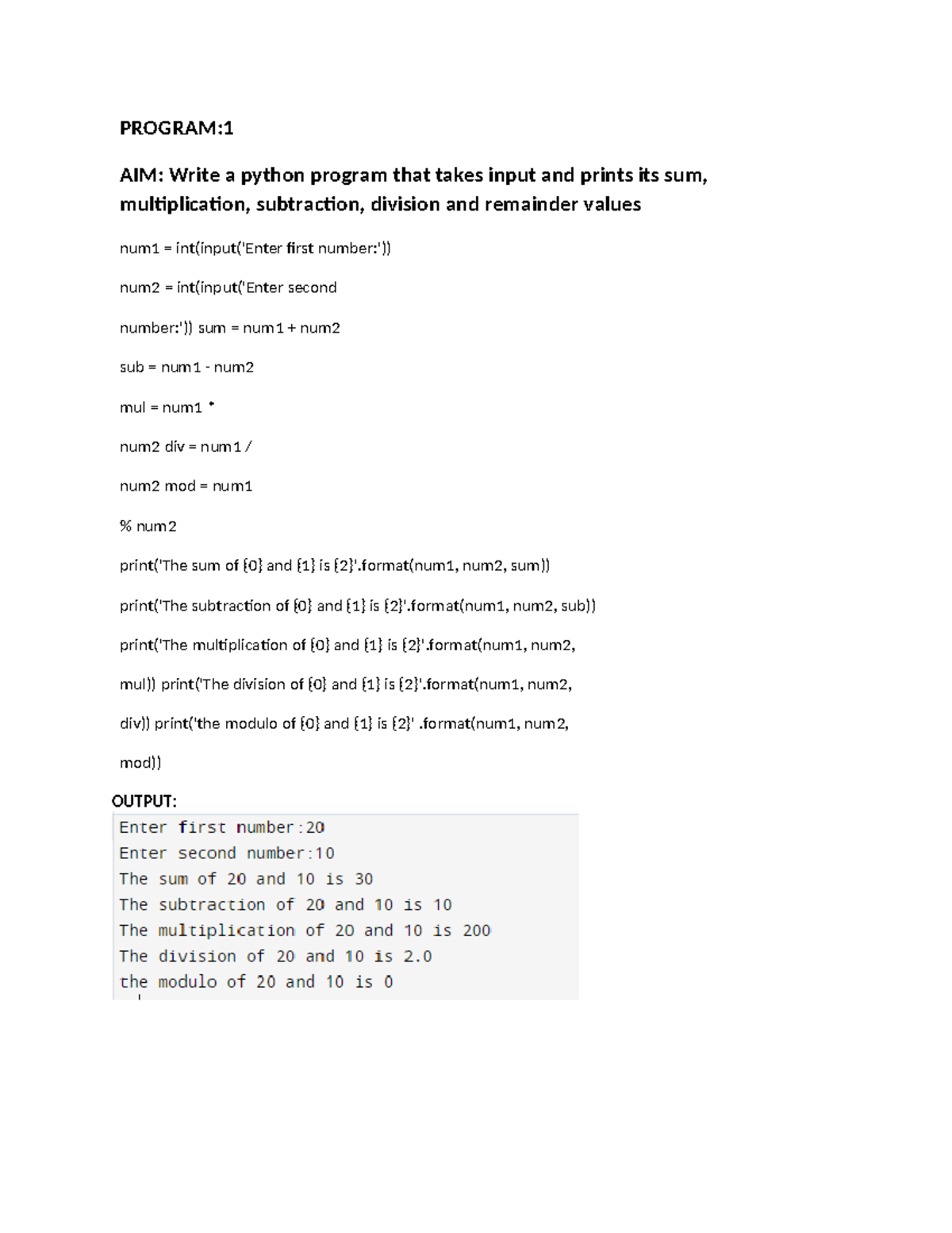Python Lists - AIM: Write a python program that takes input and prints ...