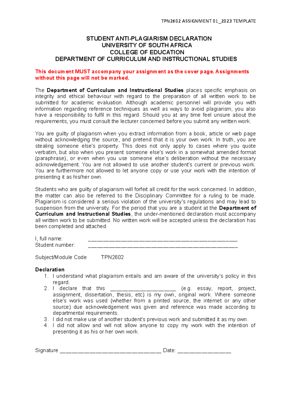 TPN2602 - Assignment 01 Template-2023 - STUDENT ANTI-PLAGIARISM ...