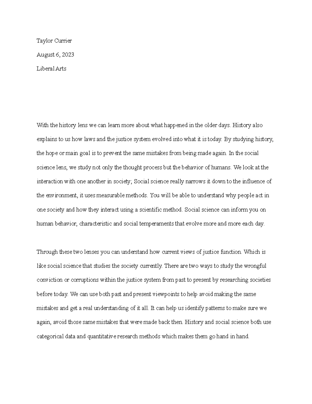 Taylor Currier MOD 6 - MOD 6 - Taylor Currier August 6, 2023 Liberal ...