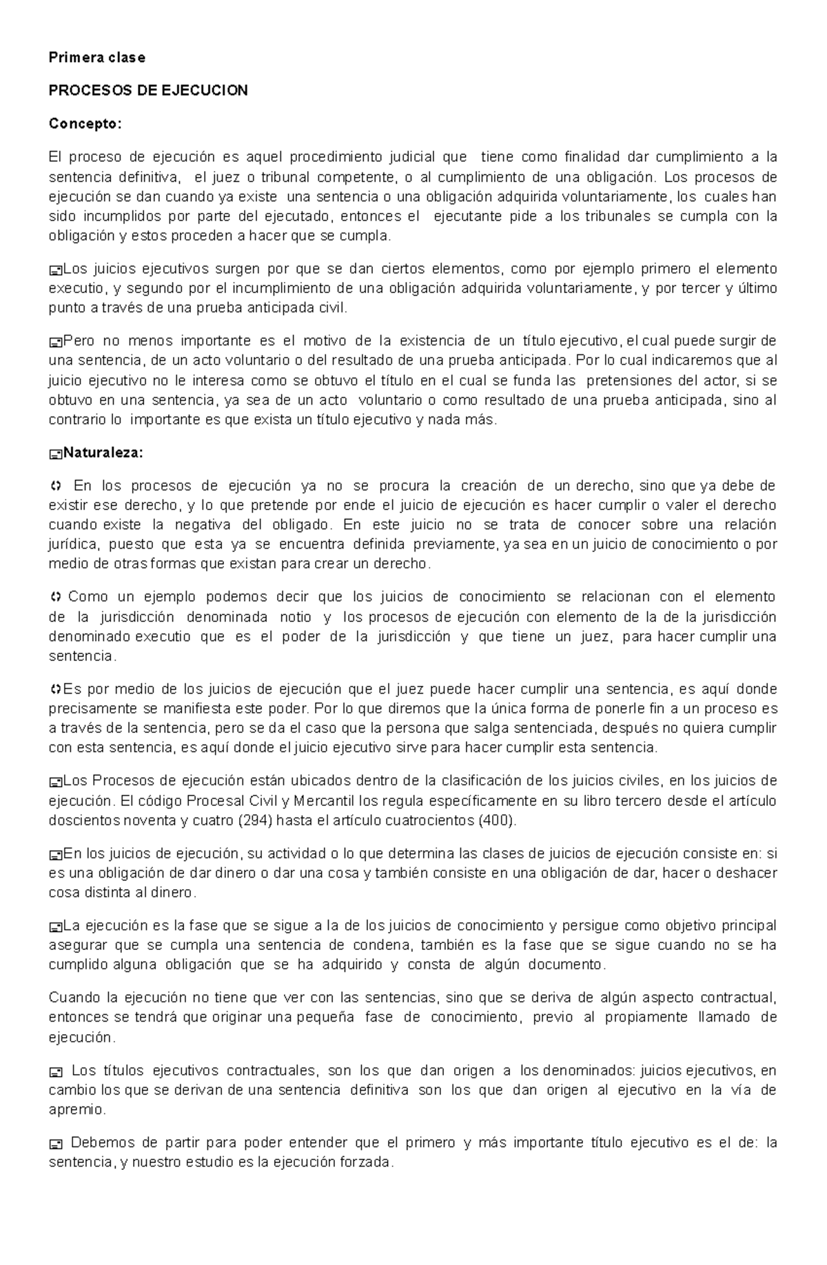 Procesos DE Ejecución - Primera clase PROCESOS DE EJECUCION Concepto ...