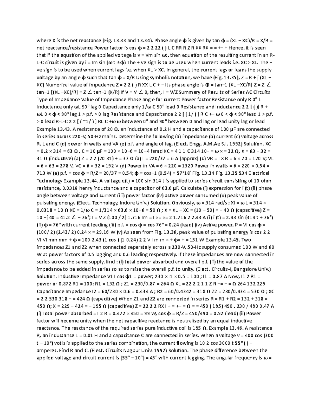 21 - electric - where X is the net reactance (Fig. 13 and 13). Phase ...