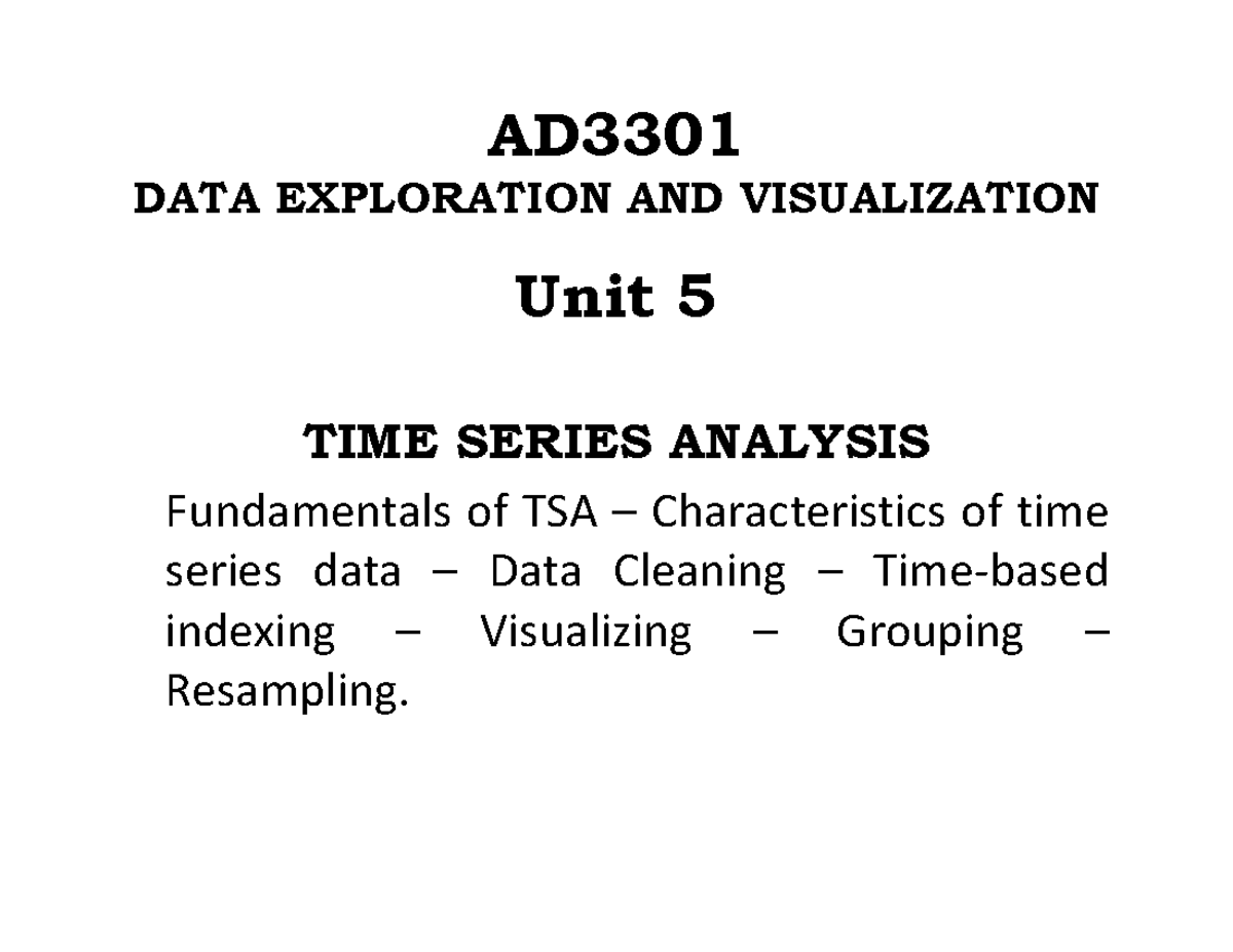 Unit 5 Time series Data Analysis - AD DATA EXPLORATION AND ...