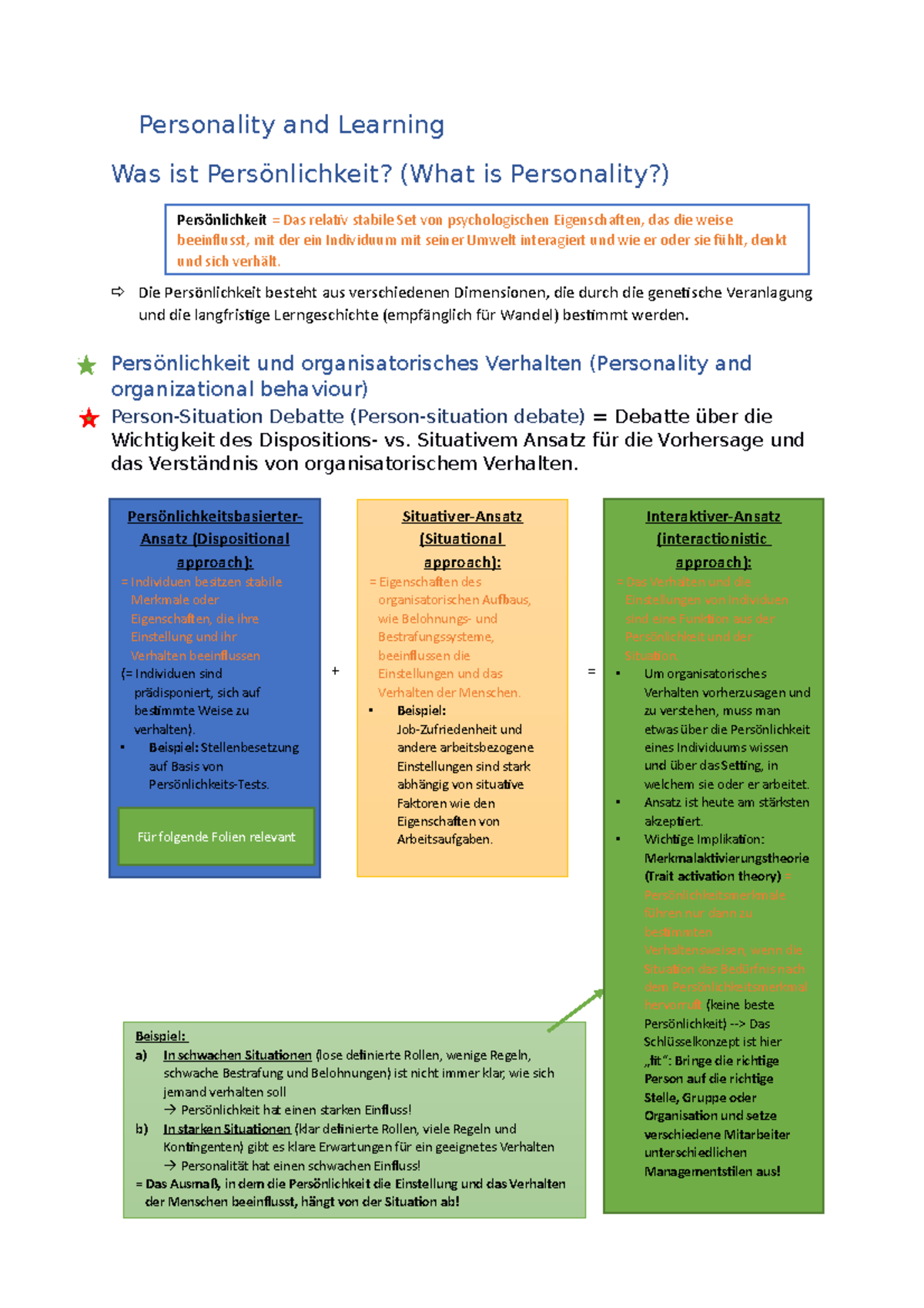 Personality and Learning - + = Personality and Learning Was ist ...