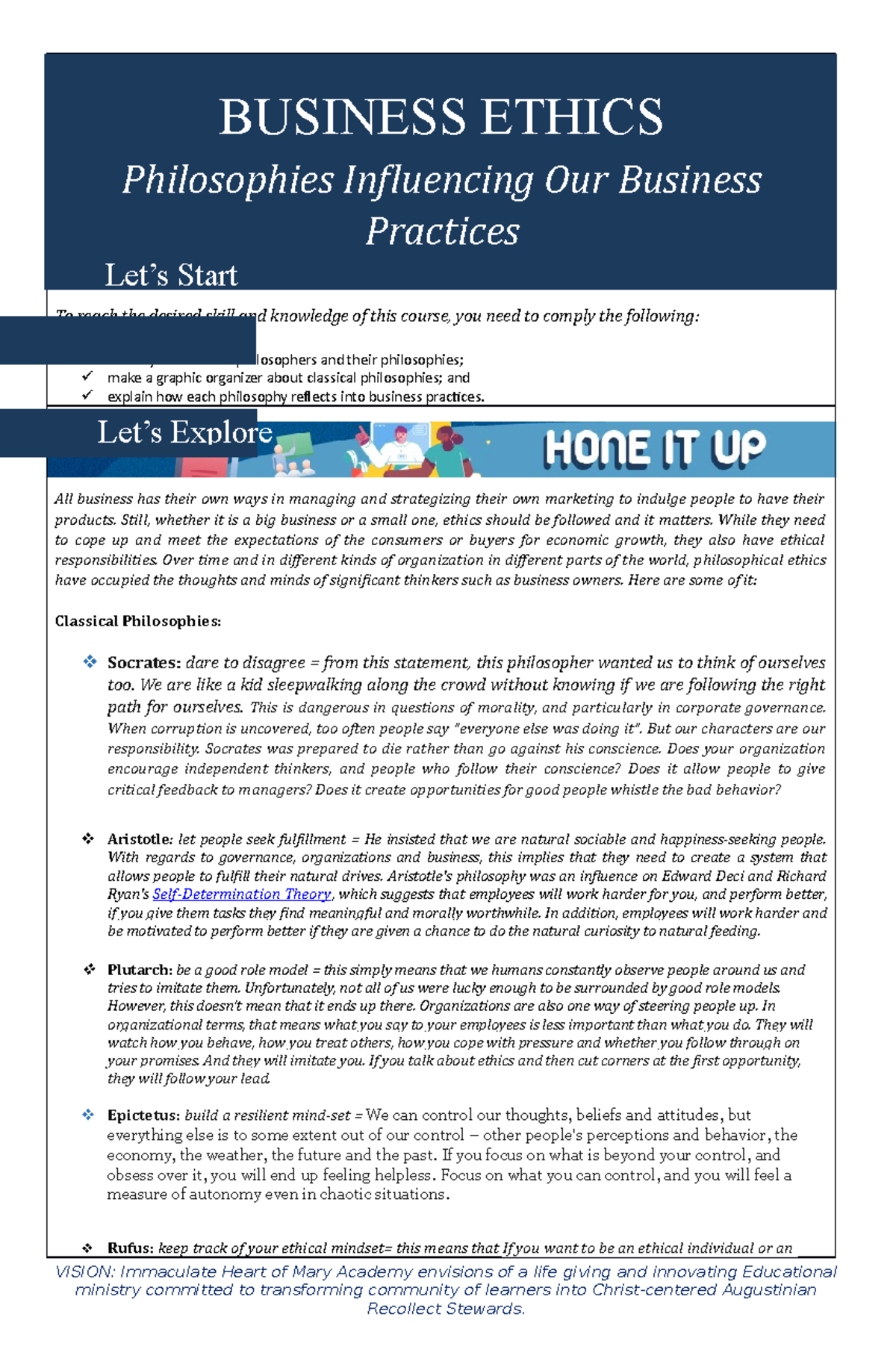 Business Ethics Week 4 - Notes of 2nd sem - To reach the desired skill ...