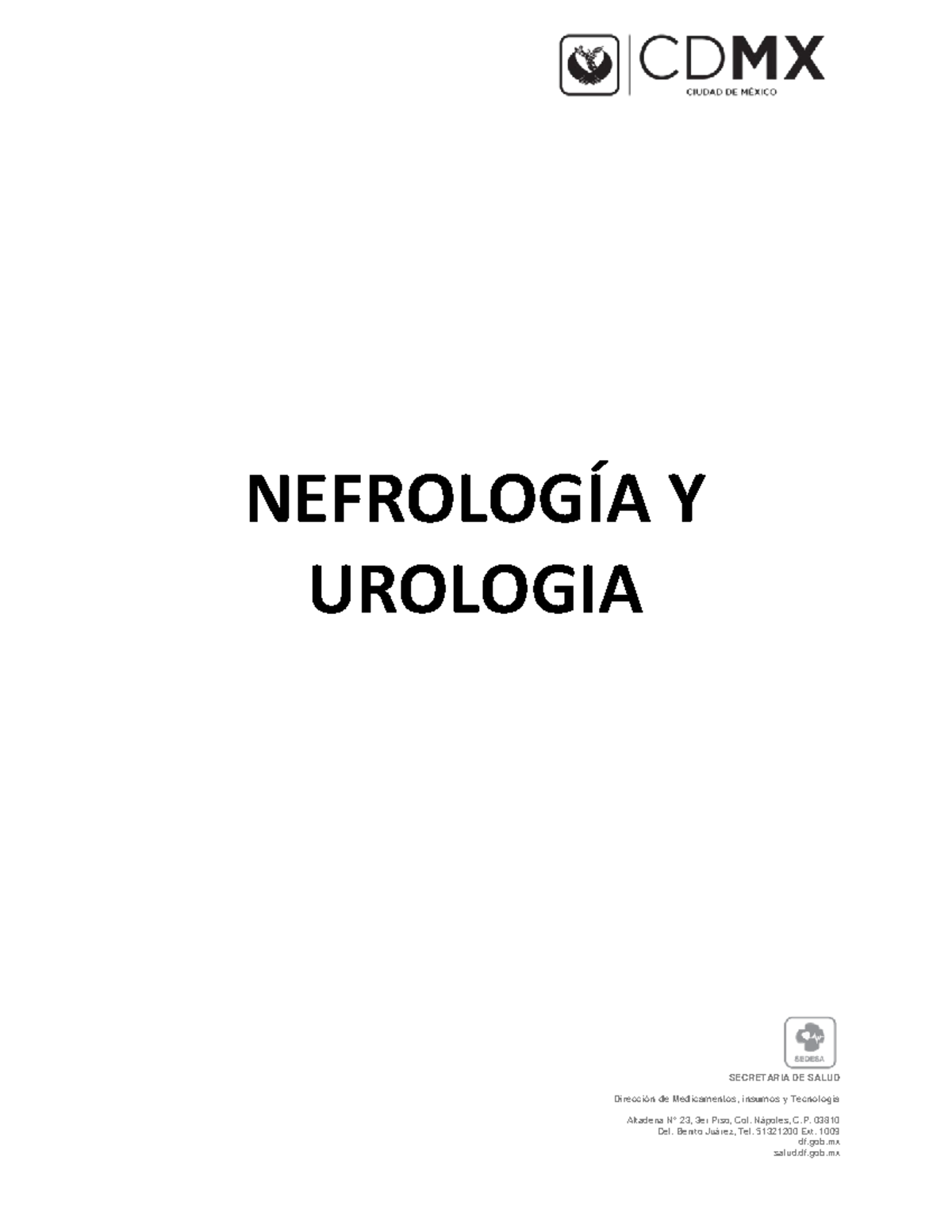 Nefro uro ED 2016 - resumen de los mecanismos de fármacos diuréticos. - SECRETARIA DE SALUD ...