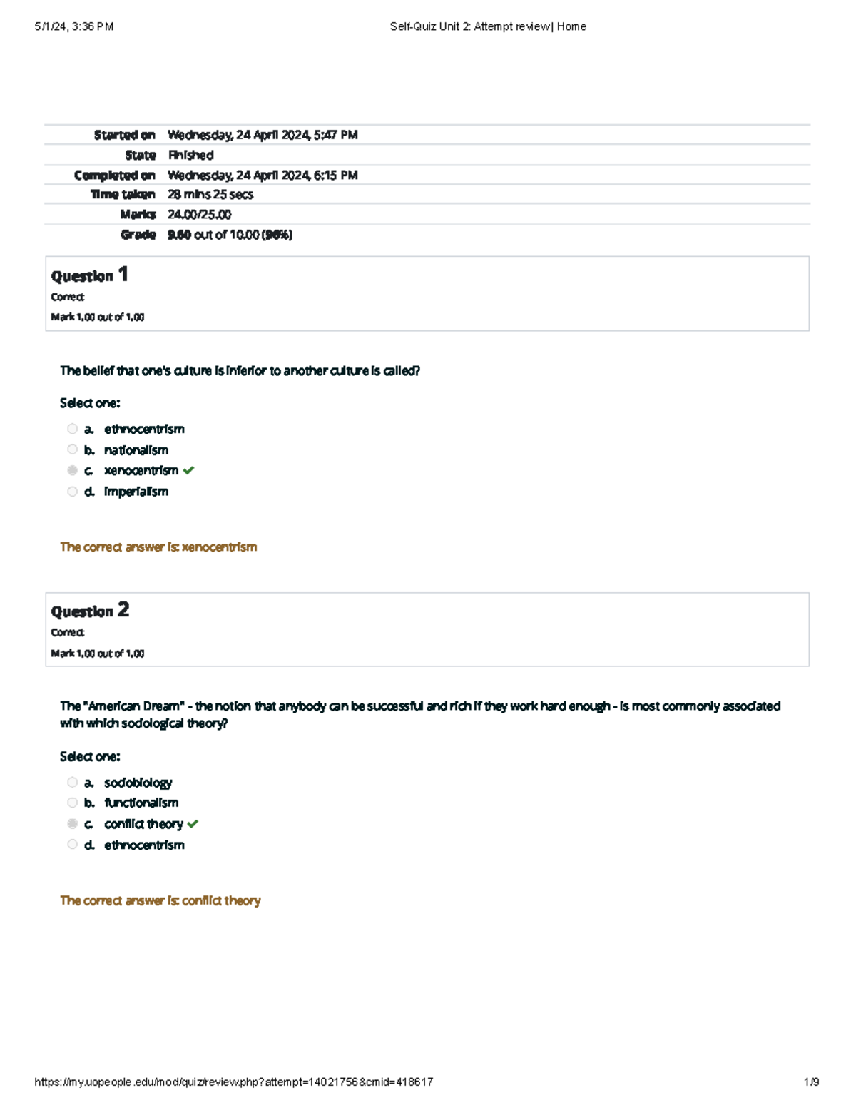Self Quiz Unit 2 Attempt Review Home Started On Wednesday 24 April 2024 5 47 Pm State